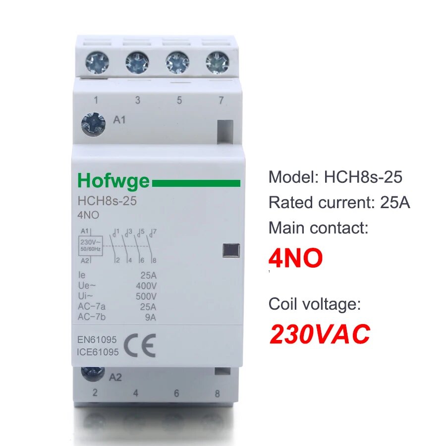 HOFWGE HCH8s-25 автоматический контактор 4P 25A 4P 25A 4NO AC230V