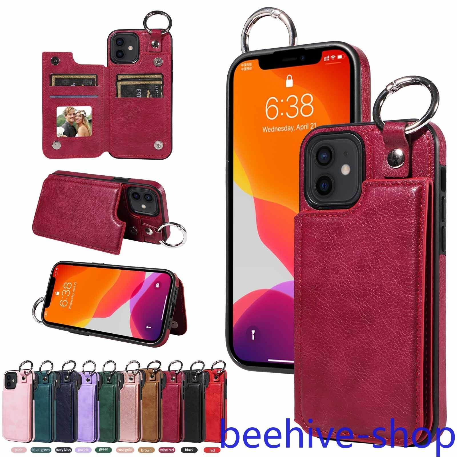 Кожаный чехол для Apple iPhone 12 (на айфон 12) с отделением для карты/ Чехол-кошелек для / Кожа высокого качества