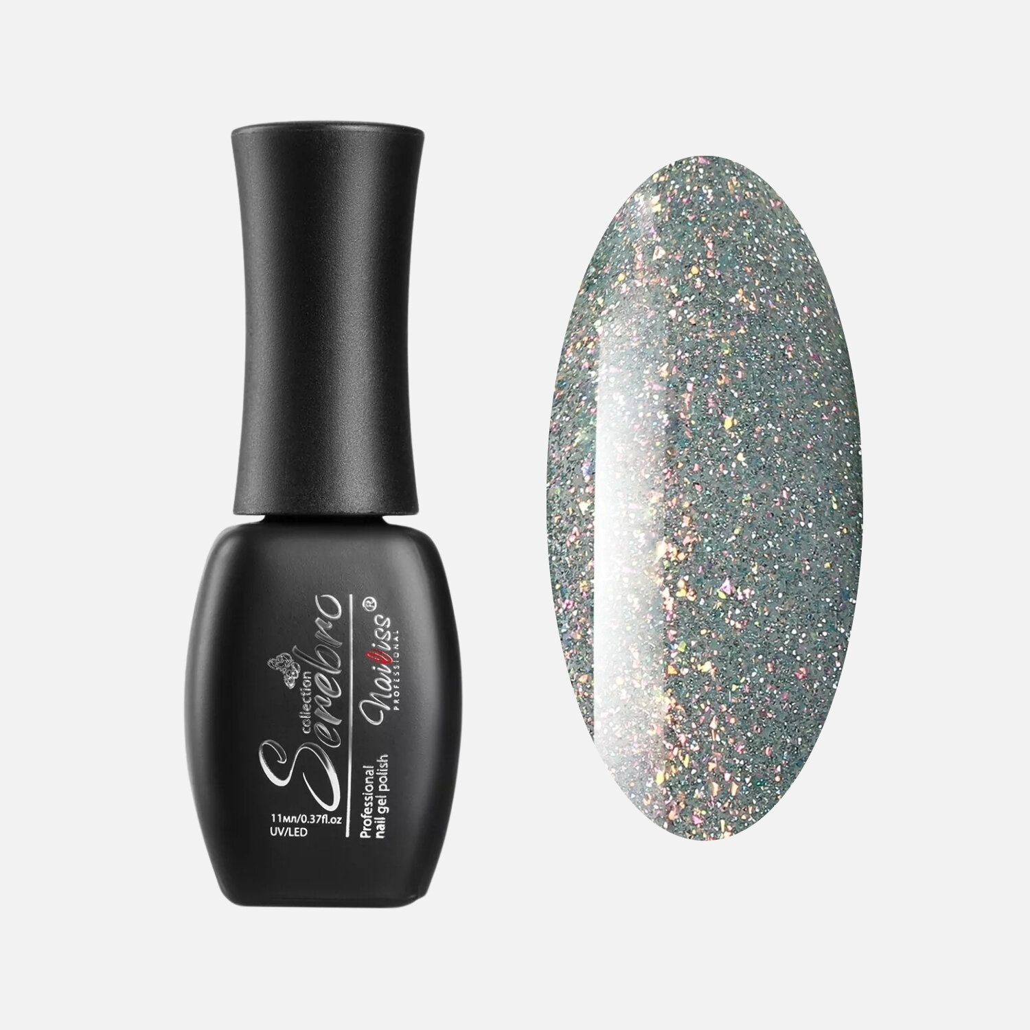 Гель-лак Serebro Brilliant №01 11 мл светоотражающий с поталью