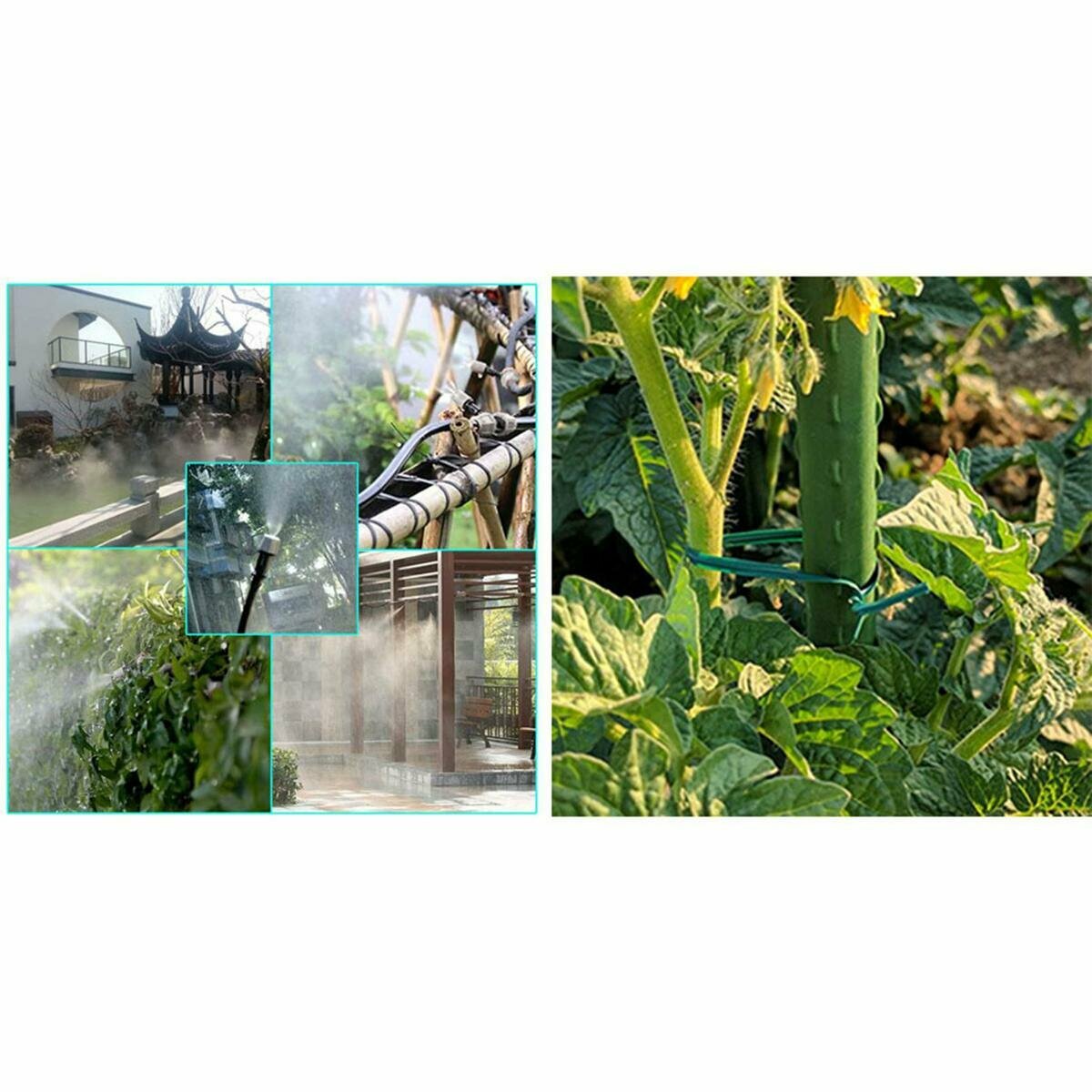 Проволочные стяжки - 1 рулон x садовый хомут, 1 x соединитель для крана, 1 x быстроразъемный соединитель, 1 x шланг 10 м 4/7, 20 x насадок, 19 x тройниковое основание - черное и зеленое