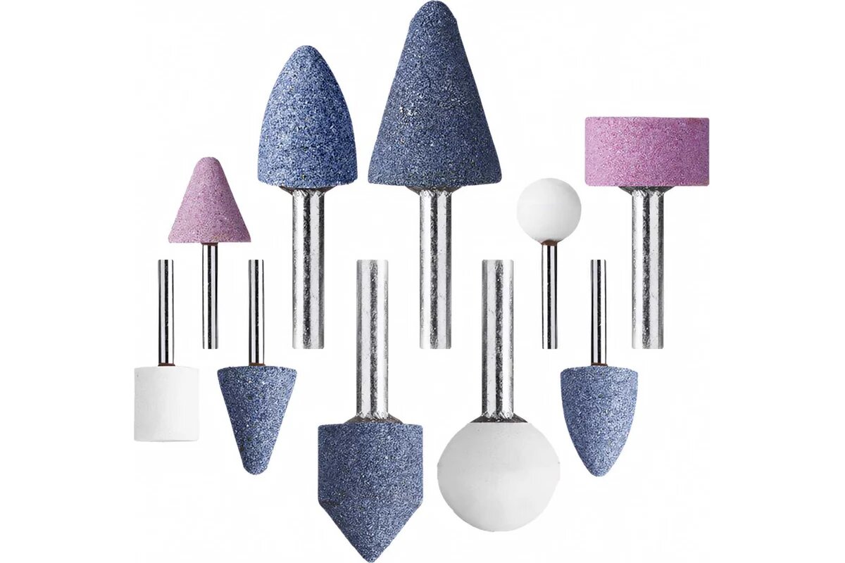 STAYER MASTER Набор минишарошек-насадок абразивных для гравера и дрели d 3,2/6,0 мм, 10 шт