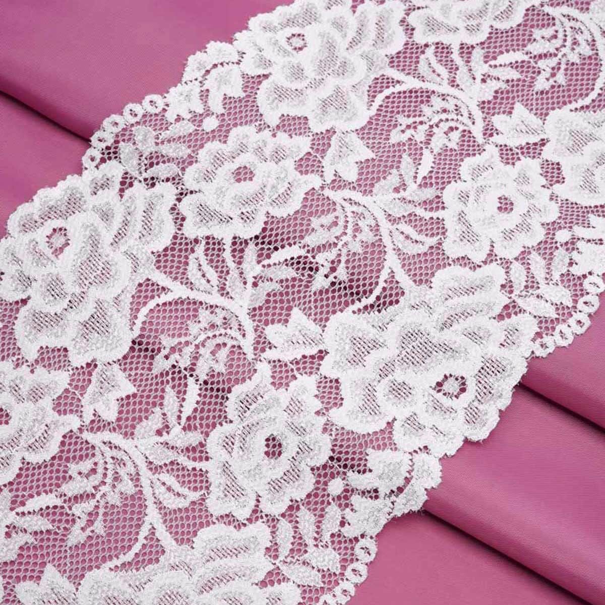 Кружево эластичное, LAEC1742, 150мм*10м (неотбеленный)