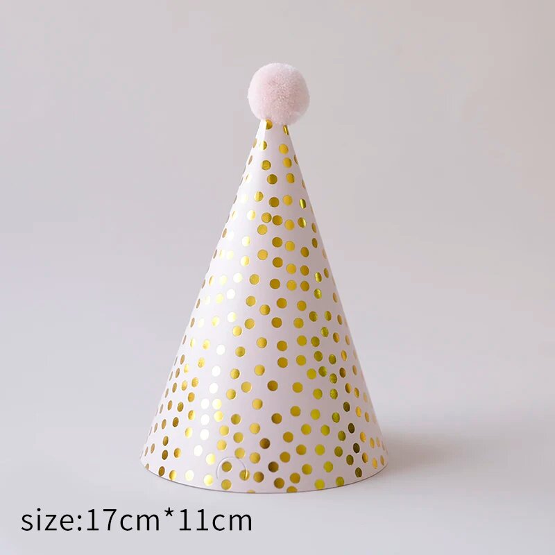 Картонная шапка с помпоном, 17х11 см, Birthday hat 14