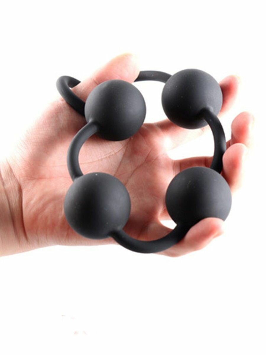 Большая анальная цепочка "BIG BLACK ANAL SILICONE BEADS" 39см