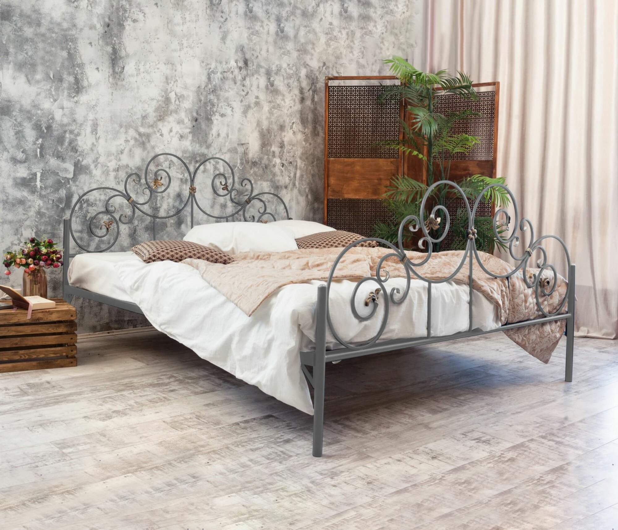 Кованая кровать Francesco Rossi Афина с 2 спинками