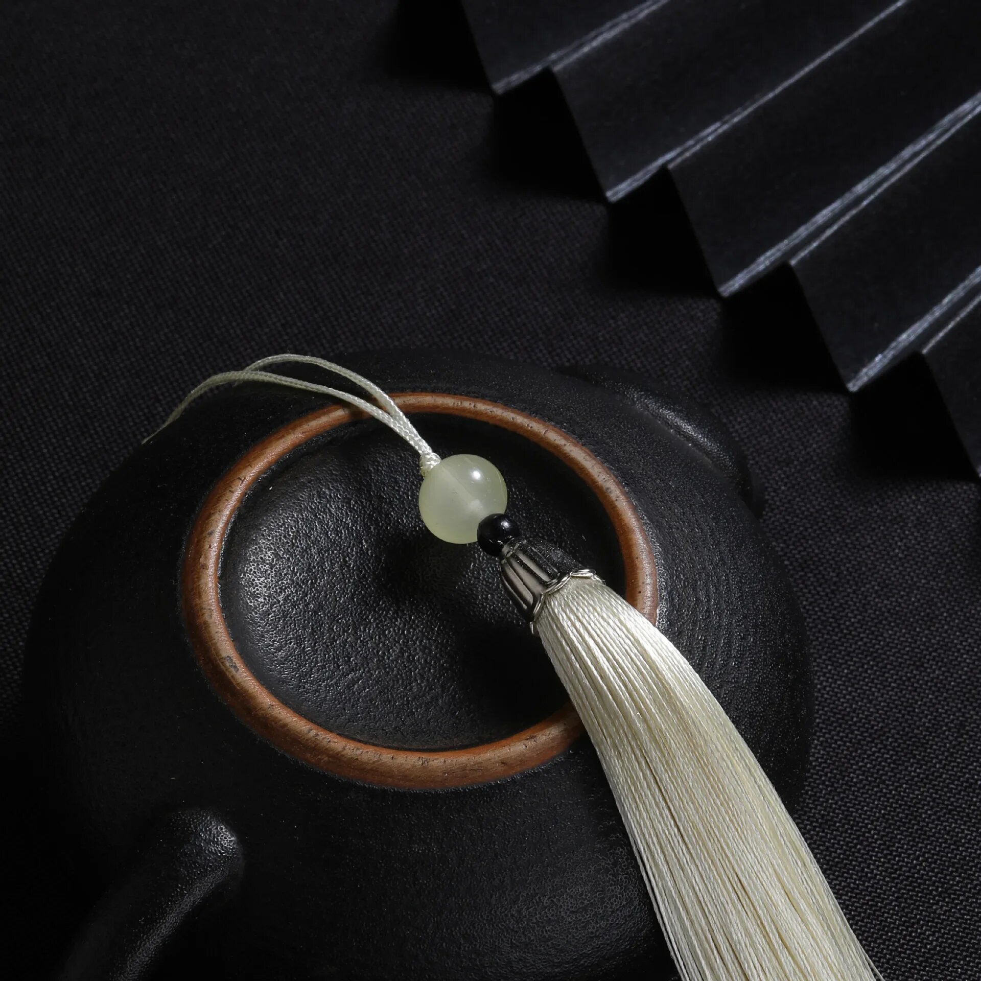 Кисточки из полиэстера с бусинами, 10 шт, Beige