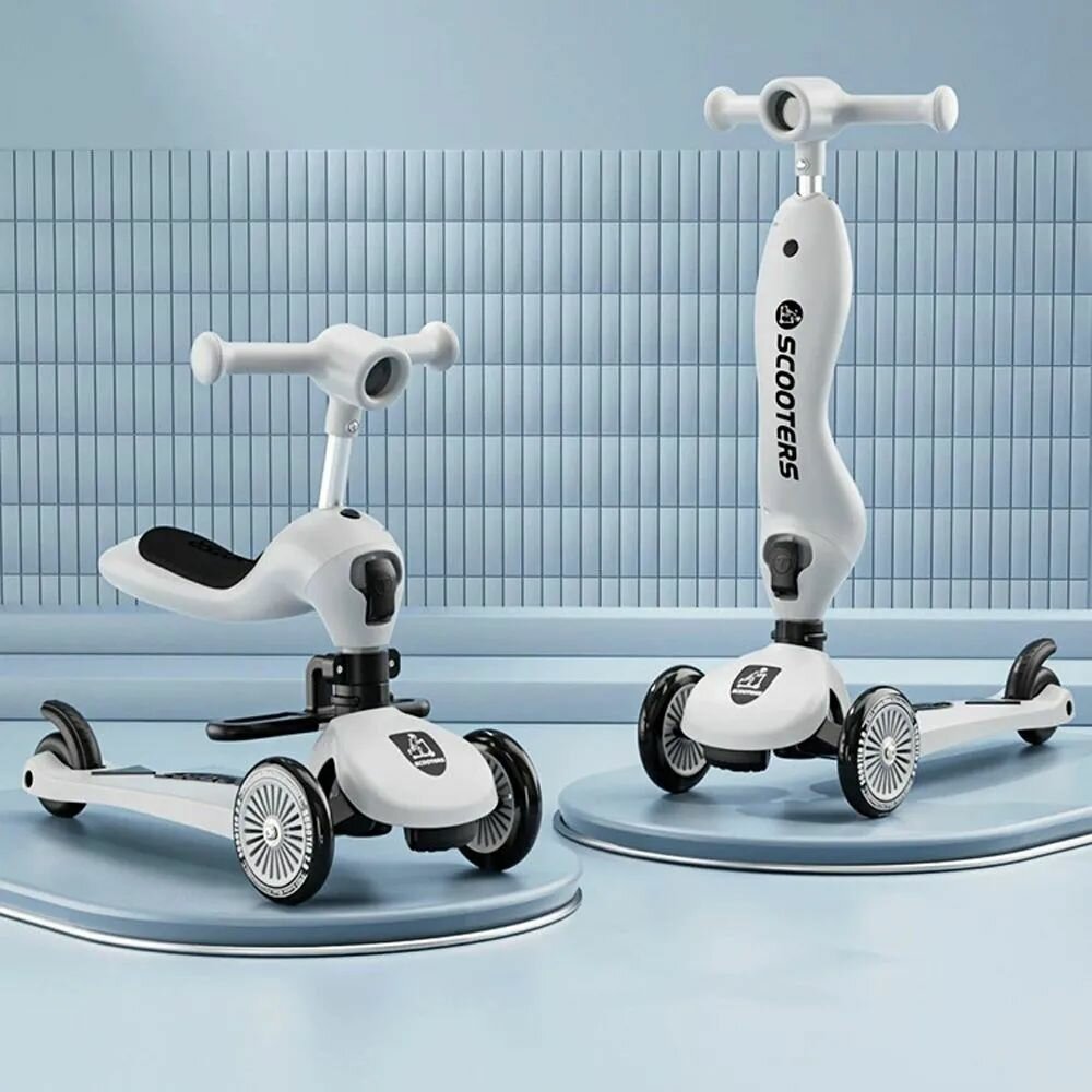 Детские трехколесные самокаты SCOOTER, Многофункциональный самокат "Два в одном"