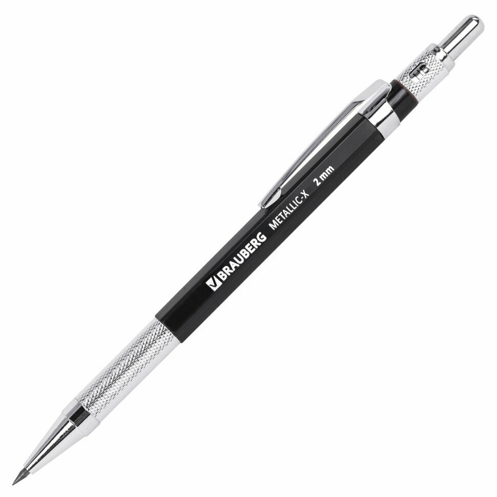 Карандаш механический цанговый 2 мм, HB, BRAUBERG "METALLIC X-20", металлические детали, 181976, 181976