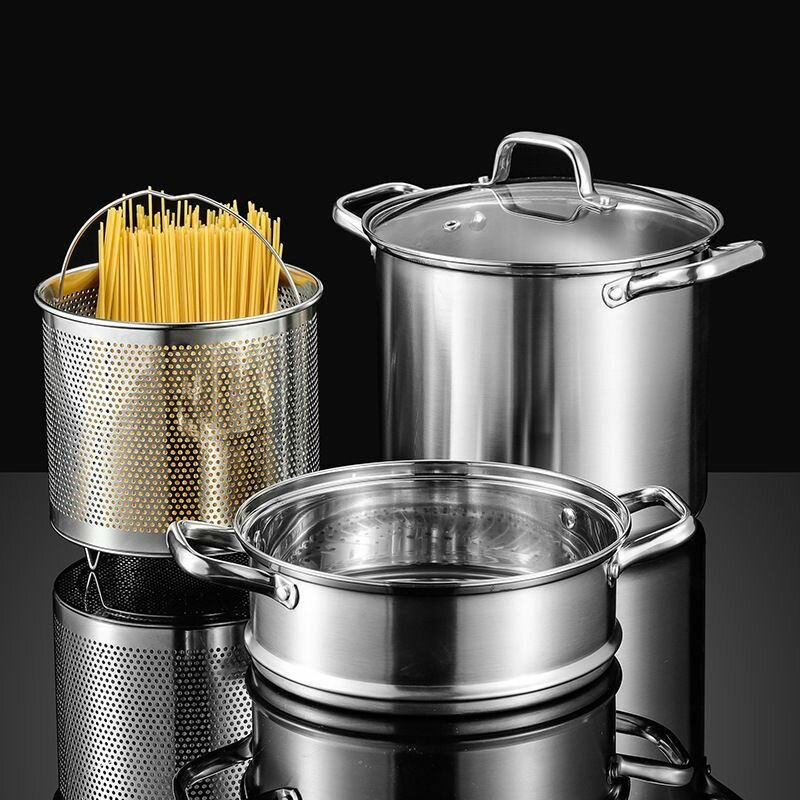 4 шт. макароноварка из нержавеющей стали, мультиварки-пароварки, 4 л суповая кастрюля с паровой решеткой, корзина для жарки макарон, спаржи, кухонная посуда