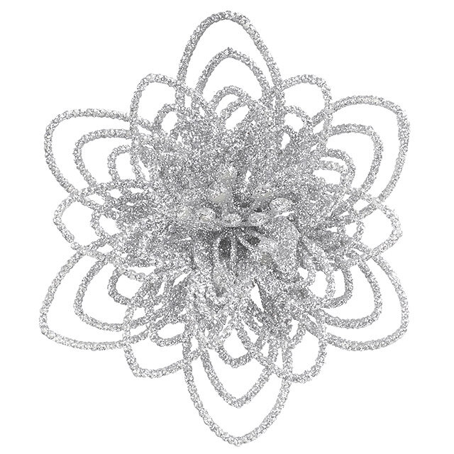 Декоративный цветок Аделис 10 см, серебряный, 3 шт, клипса, Kaemingk, 025936