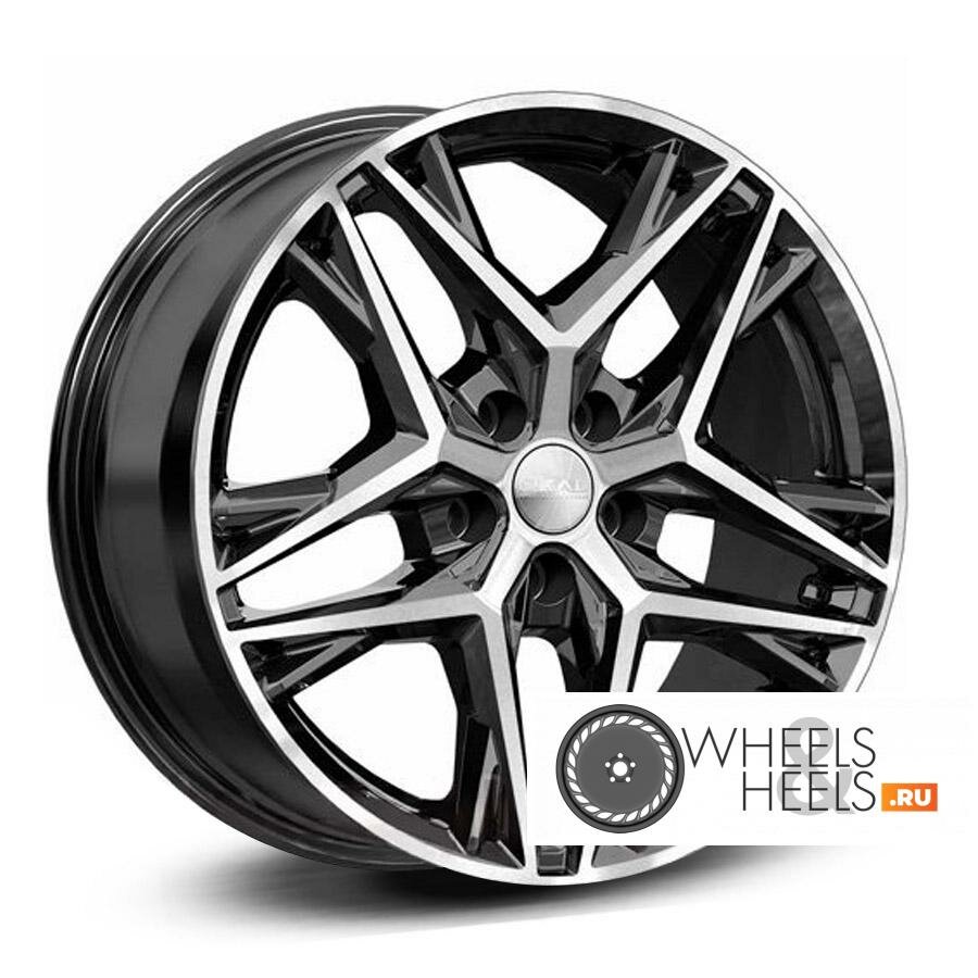 Диск автомобильный литой Скад Челси 18x8 5x120 et43 dia72.6 Черный матовый с полированной лицевой поверхностью