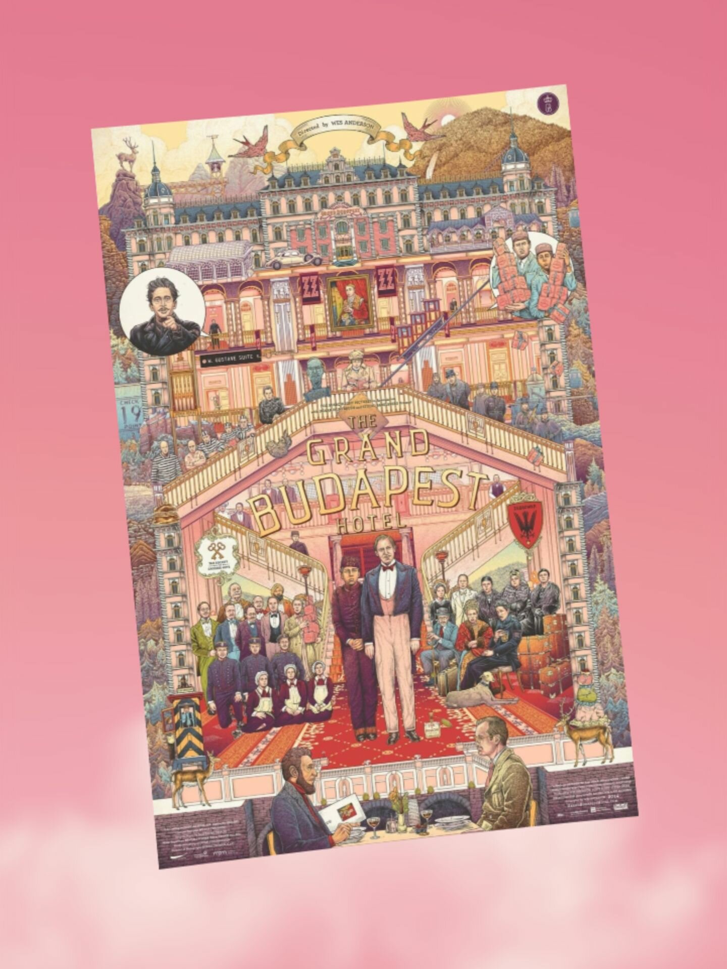 Постер pinterest "Отель "Гранд Будапешт"(альт.), 29х42, А3, глянцевый