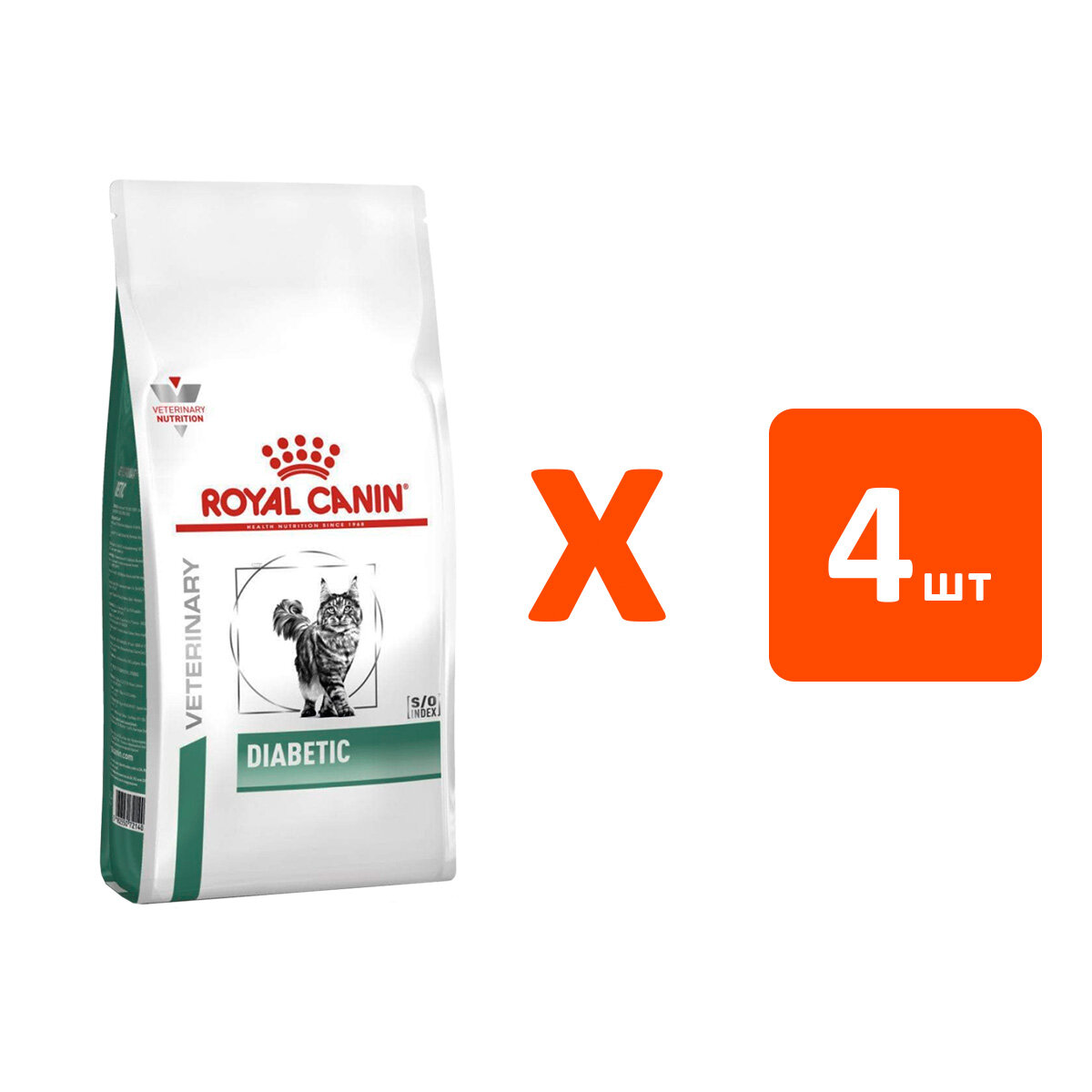 Сухой корм Royal Canin Diabetic для взрослых кошек при сахарном диабете, 0,35 кг х 4 шт