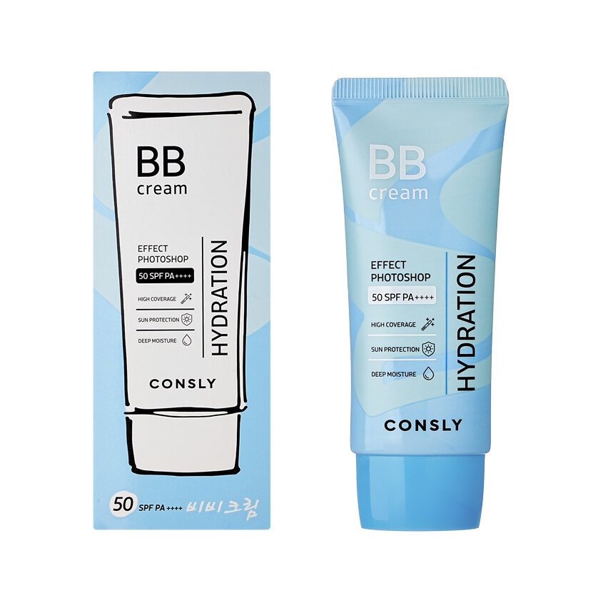 Крем для лица CONSLY EFFECT PHOTOSHOP BB увлажняющий SPF-50 PA++++ (натуральный бежевый) 50 мл