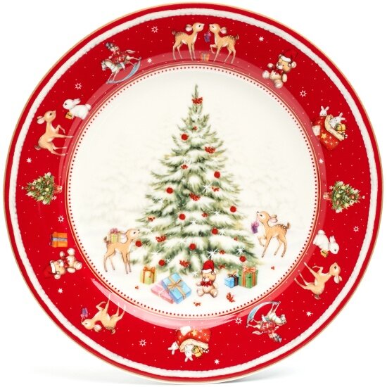 Тарелка закусочная Lefard "с новым годом!" красная, 19 см (85-2049-1)