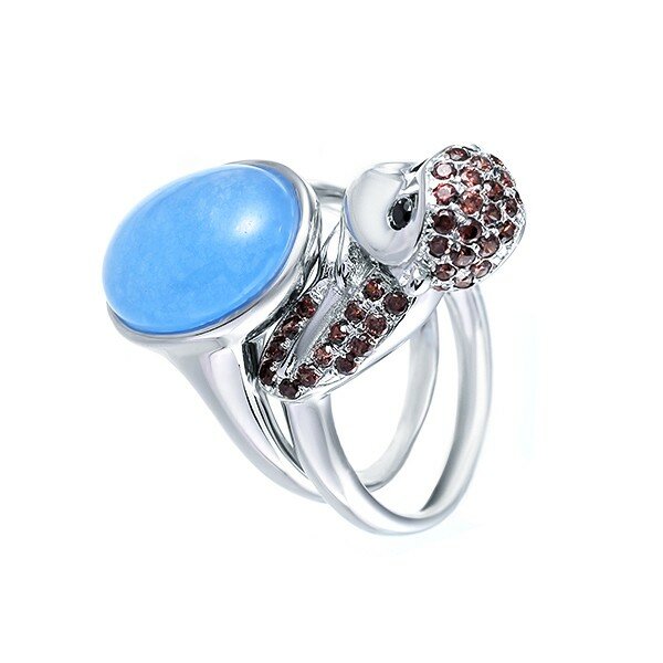 Кольцо, серебро, 925 проба, фианит, жадеит