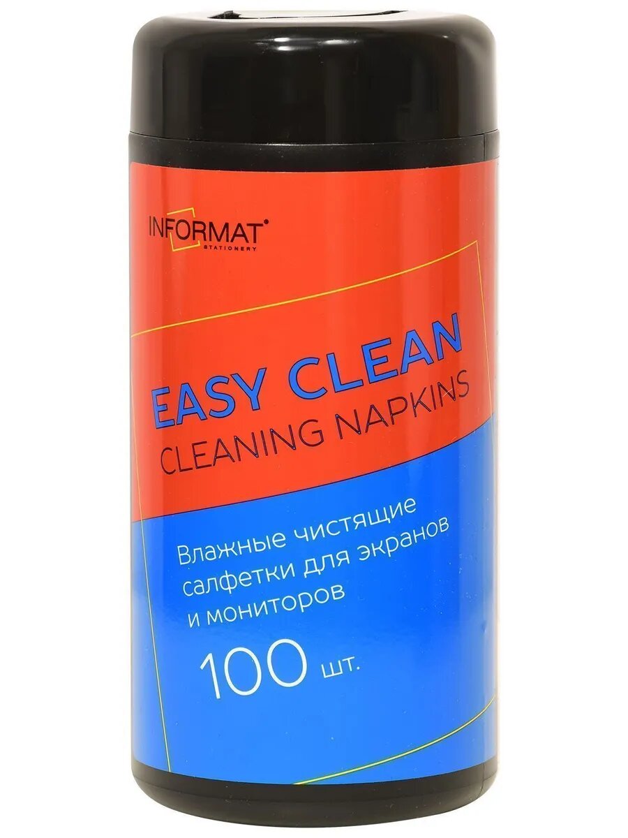 Чистящие салфетки INFORMAT, для экрана, 100шт, антистатические, влажные, безворсовые