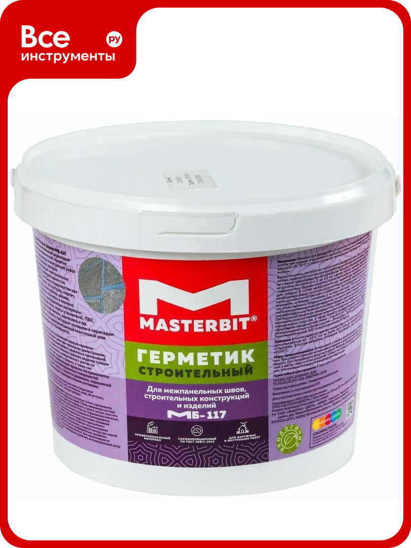 Герметик мастербит 117 белый (600мл файл-пакет) ТД000003799, 600 м
