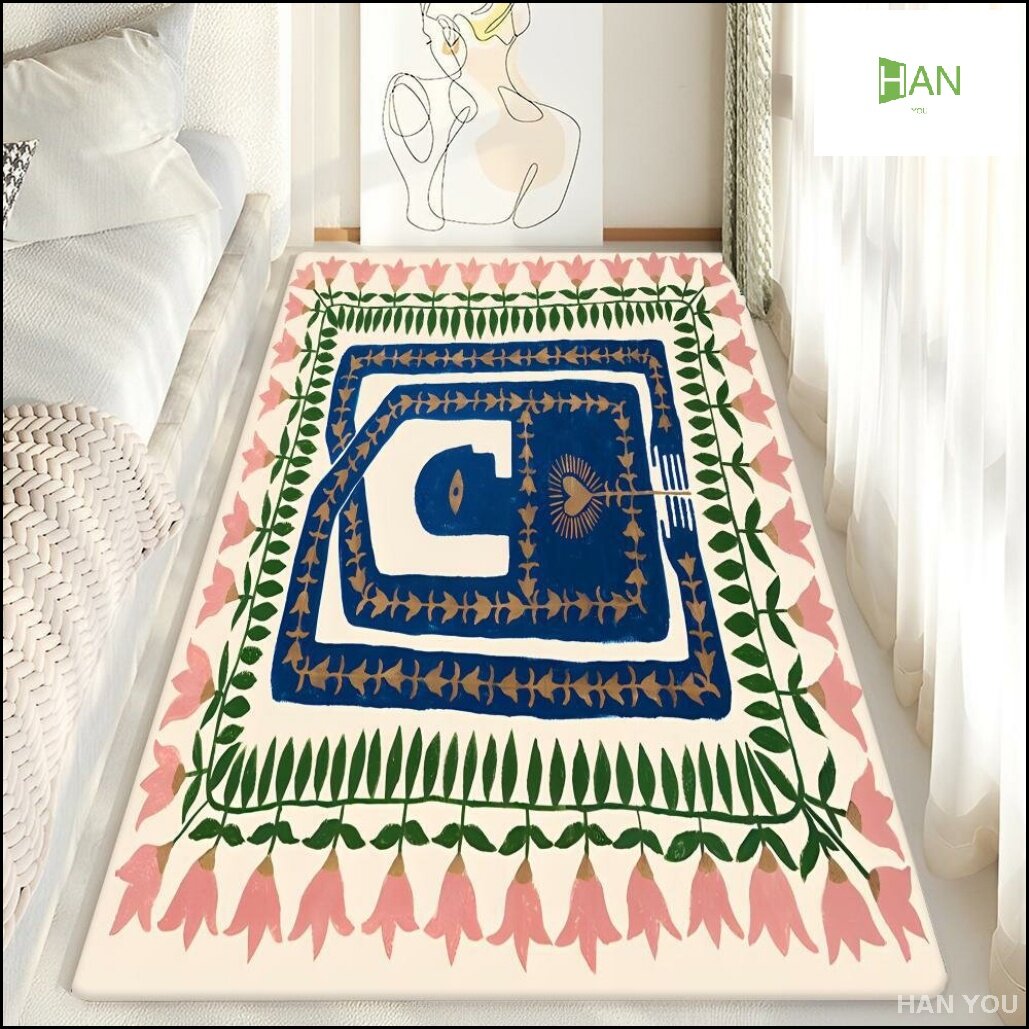 Эксклюзивный ковер 100x150 см с абстрактным цветочным узором предотвращает скольжение