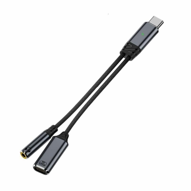 2 в 1 Type C к USB 2.0 адаптер с портом зарядки 100W OTG кабель, Серый - Тип C 3,5 ММ
