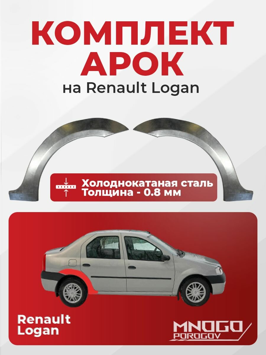Комплект задних арок на Renault Logan 1 седан 4 двери 2004-20015 холоднокатаная сталь, толщина 0,8 мм (Рено Логан 1), комплект 2 шт. кузовной ремонт.