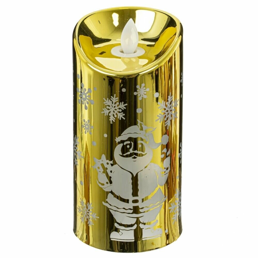 LED-Свеча "Золотой Дед Мороз", 8х8х15 см