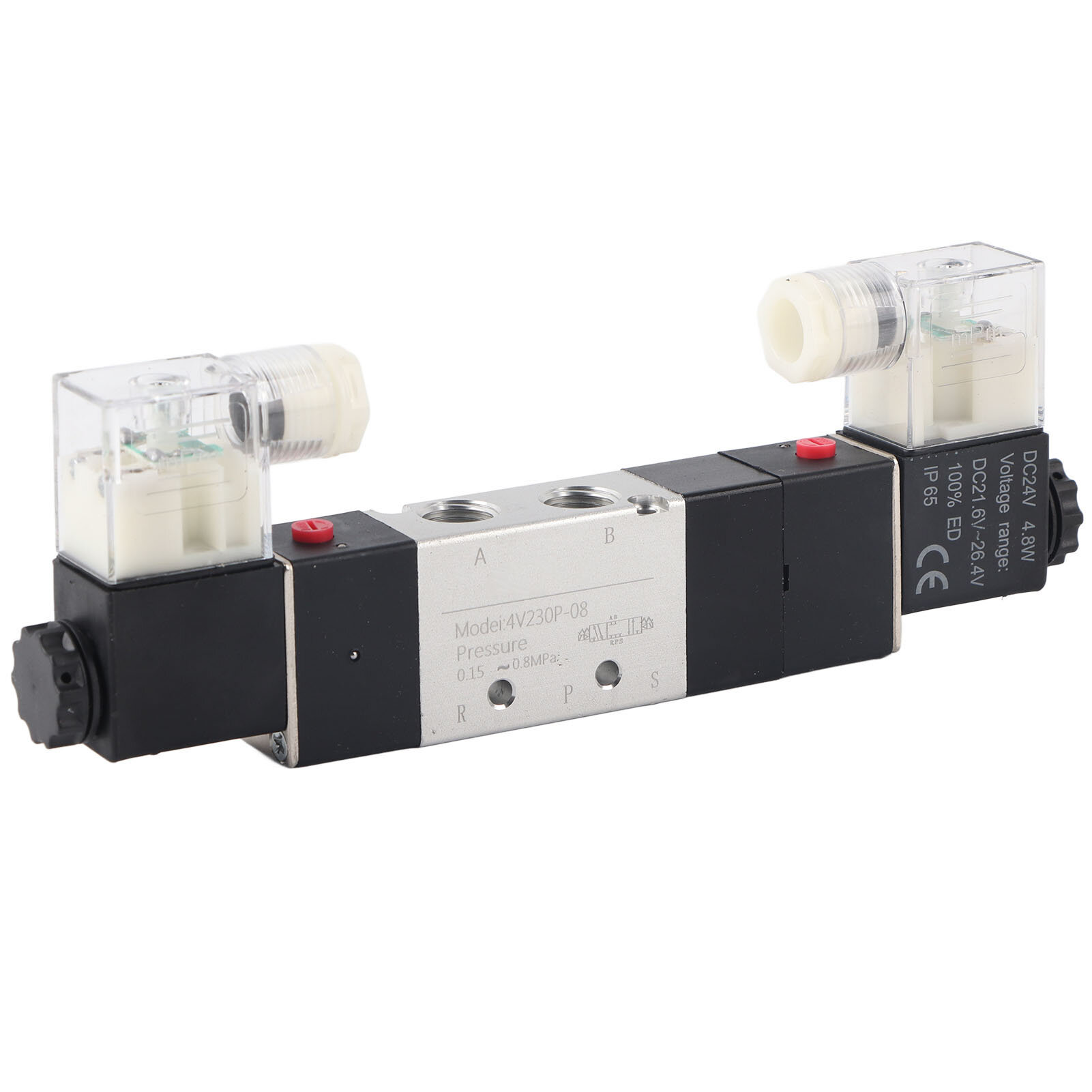 Пневматический электромагнитный клапан постоянного тока 24 В, BSP 1/4, нормально закрытый, 3 положения, 5 ходов, 0,15-0,8 МПа, 4V230-08P