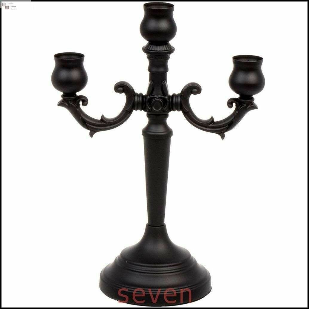 Настольный подсвечник Y6-10456, металлический, черный матовый, с тремя свечами