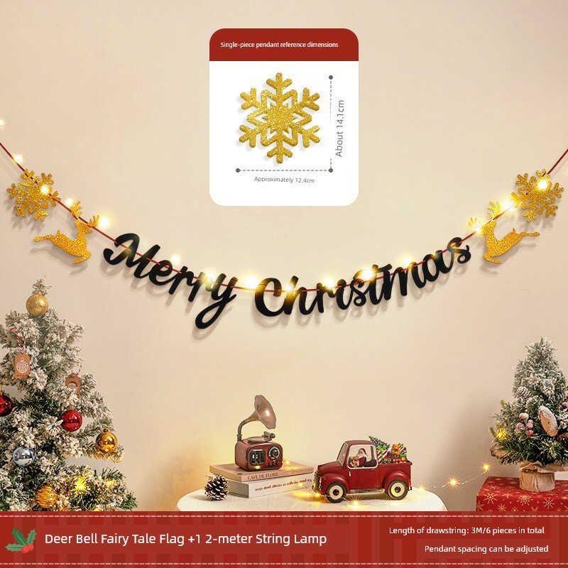 Рождественские флаги, гирлянды, декорации для сцены, подвесные флаги, подвесные украшения, атмосферные миниатюрные