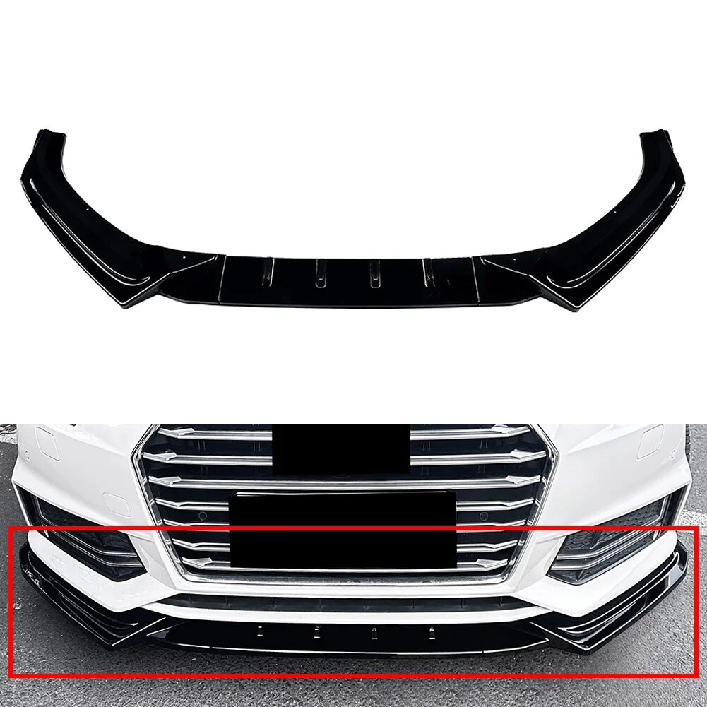 Передний бампер автомобиля, сплиттер, спойлер, губа для Audi A4 B9 S4 Sedan 2017-2019, только для спортивной модели Glossy Black