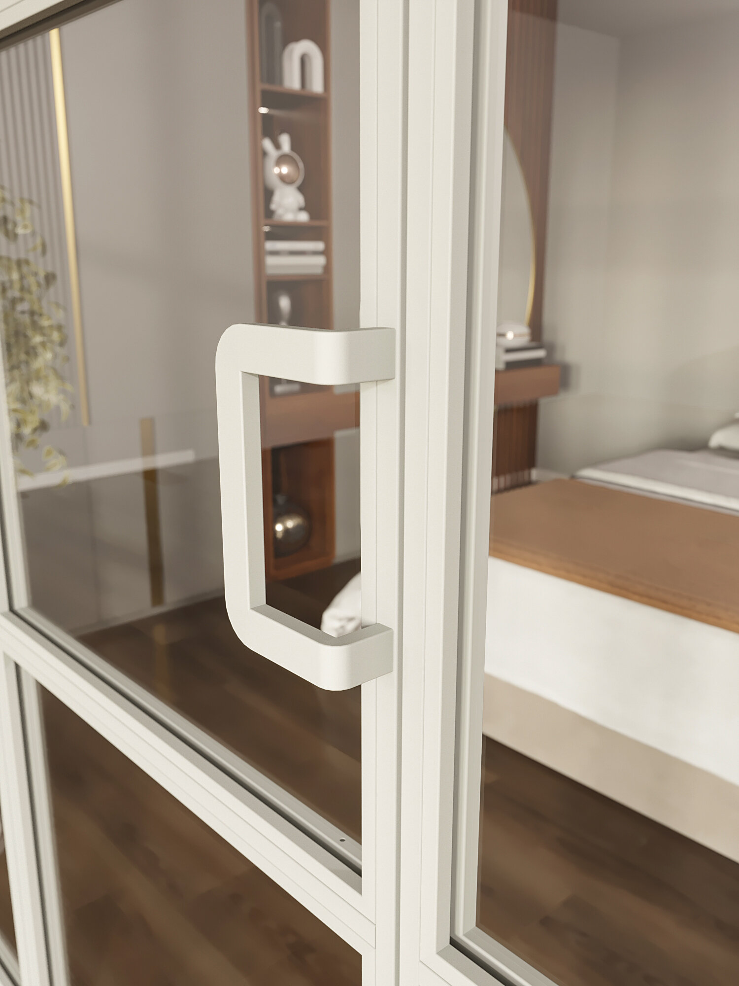 Ручки дверные металлические комплект из 2 штук, белого цвета