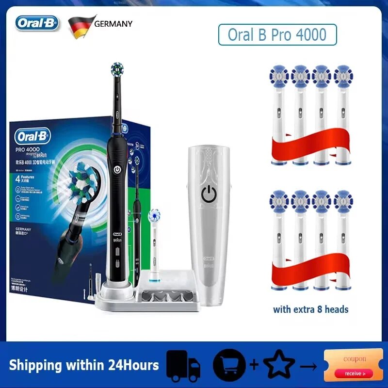 Oral-B Sonic электрическая зубная щетка 4 режима взрослым Black with 8H