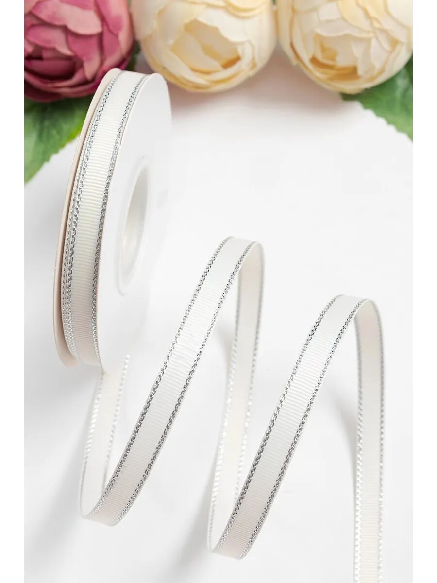 Лента репсовая с люрексом 1см (20 ярдов)