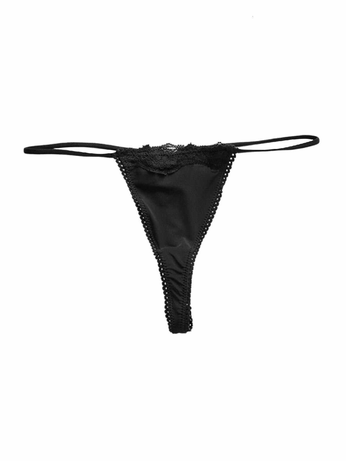 Женские стринги T-образные, Черный - M