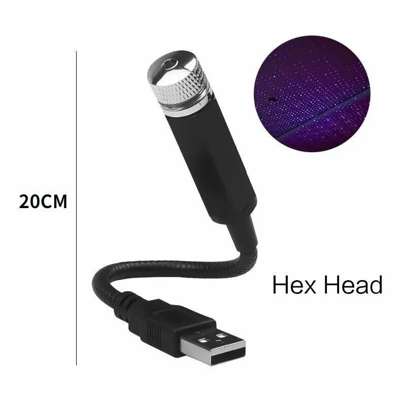 Мини LED проектор звездного неба для крыши автомобиля, атмосферная галактическая лампа, USB декоративная лампа, регулируемый свет для интерьера автомобиля