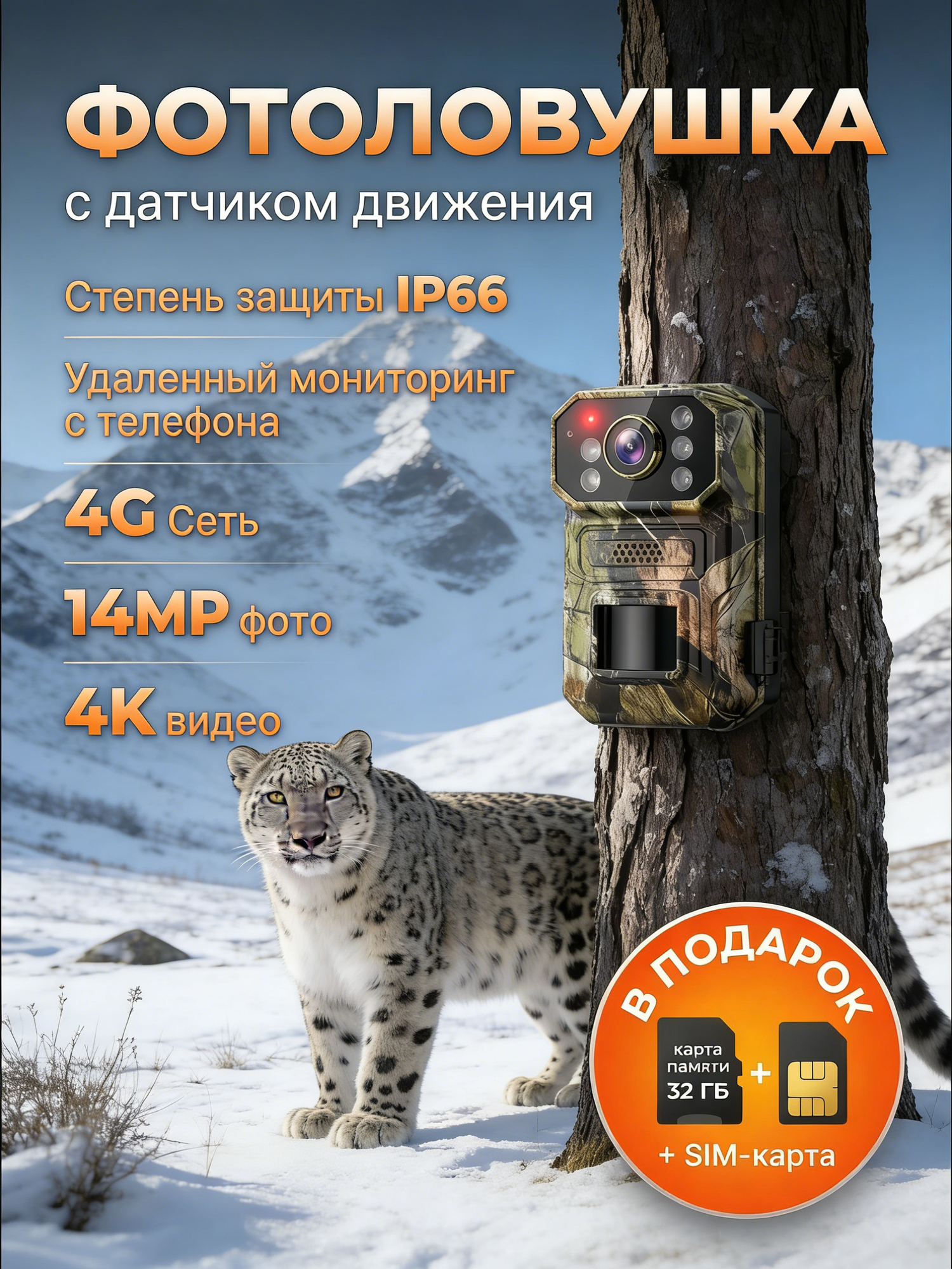 Фотоловушка, ночное видение, сим-карта, высокая четкость, водонепроницаемая, пылезащитная