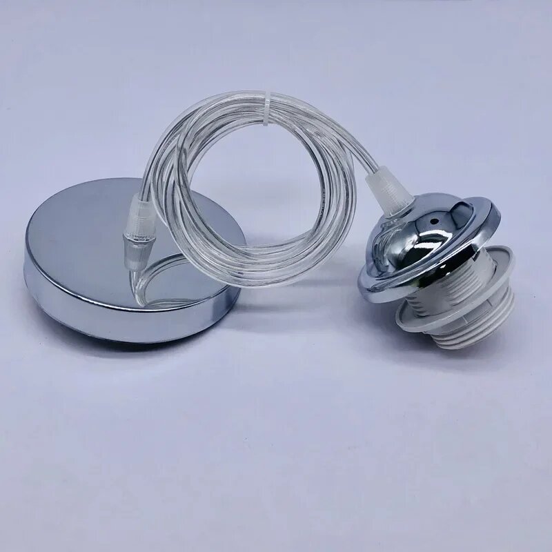 Винтажные подвесные держатели для ламп E27, черные/белые, железо+ПВХ, 1 м Silver