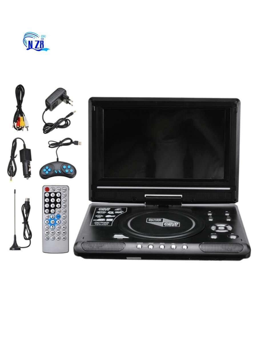 (R A H K) 9,8-Дюймовый Портативный Домашний Автомобильный DVD-Плеер VCD CD Game TV Player USB-Радиоадаптер Поддержка Приема FM-Радио-EU Plug