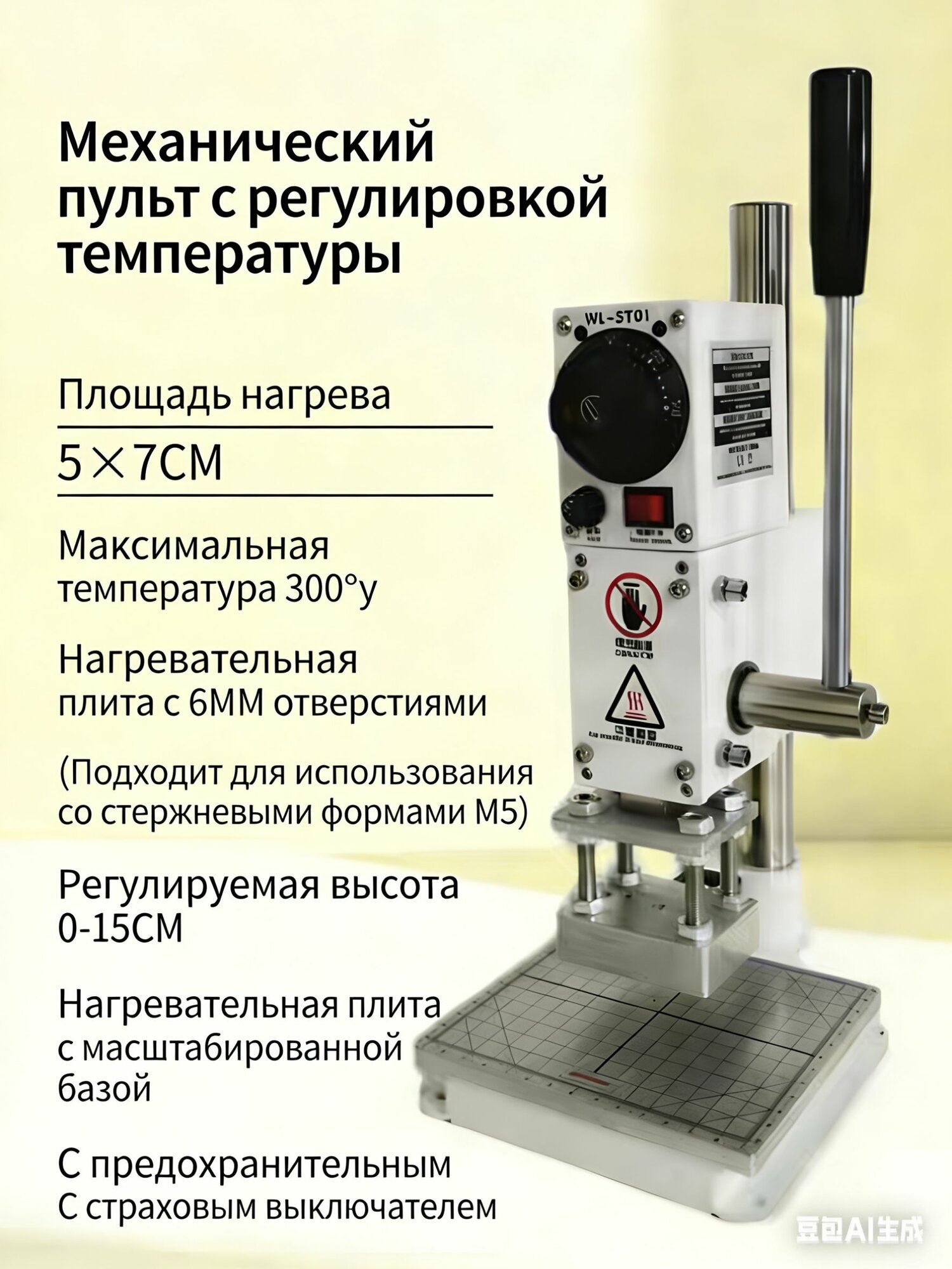 Пресс для горячего тиснения, Термопресс WL-ST01 5*7 см. Механическое управление