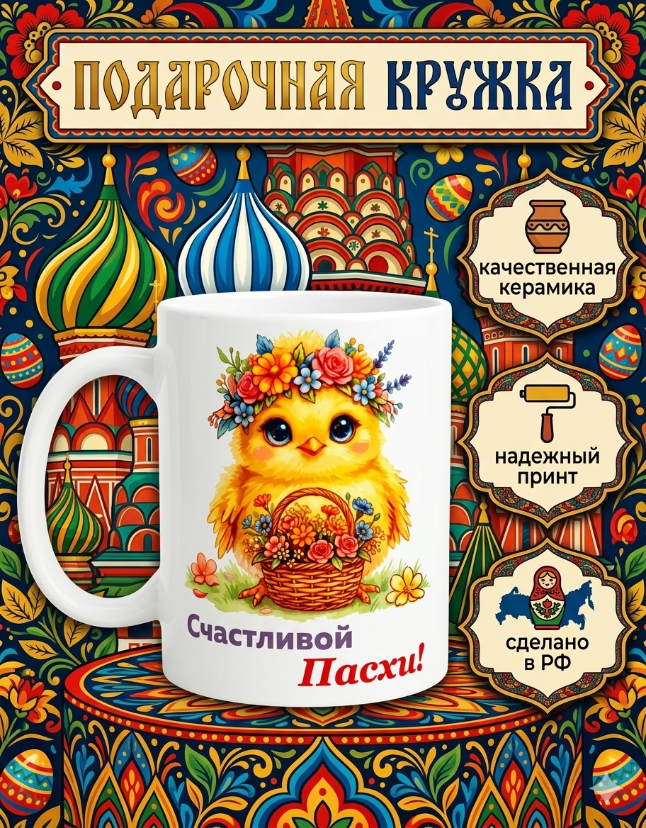 Кружка Woodsoul "Пасха Христа Цыпленок", керамическая, 330мл