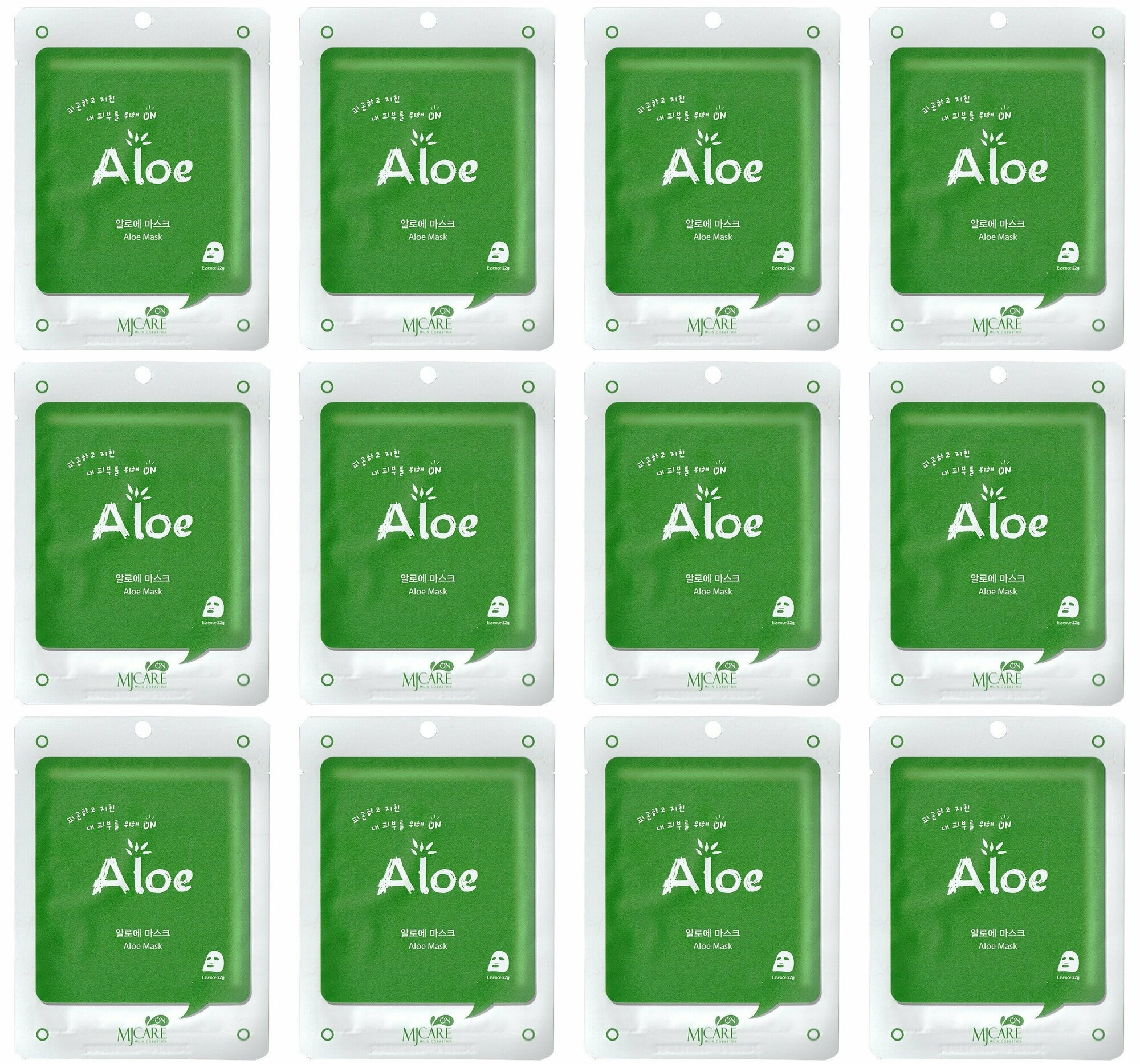 Mijin Маска тканевая для лица с алоэ MJ CARE Aloe mask pack 22г 12шт