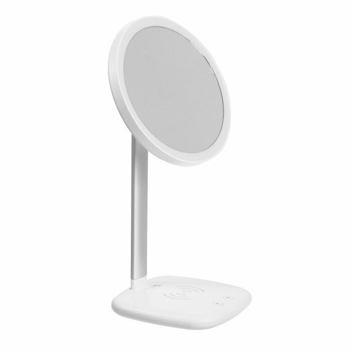 Luazon Home уценка Зеркало Luazon KZ-08, подсветка, настольное, 30 LED, беспроводная зарядка, лампа, белое
