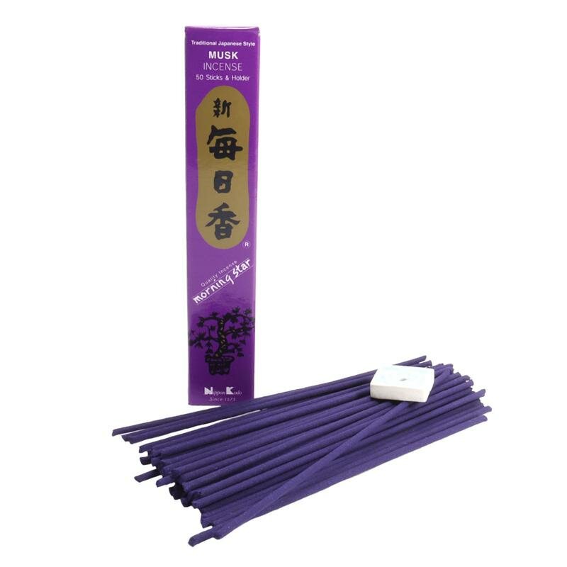 Традиционные японские благовония Musk 50 безосновных палочек с подставкой, Morning Star