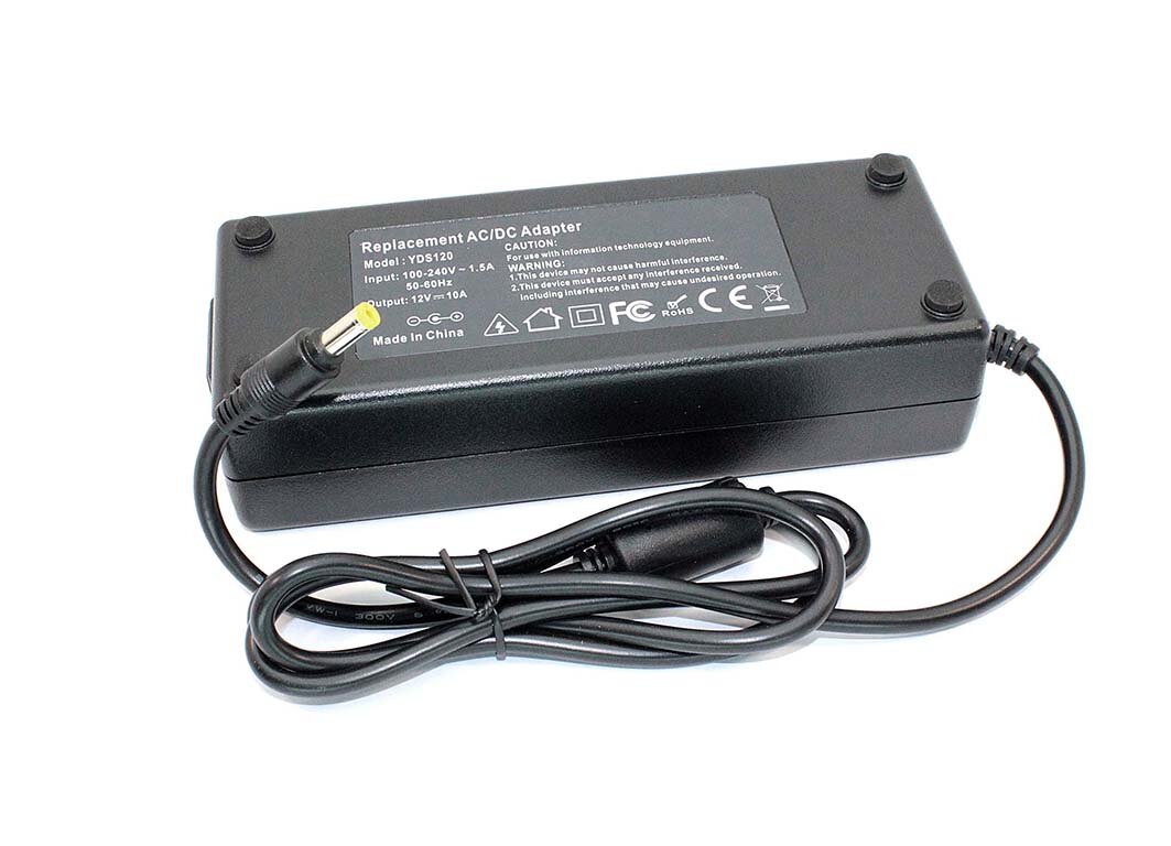 Блок питания для монитора и телевизора LCD 12V 10A 5.5x2.1mm