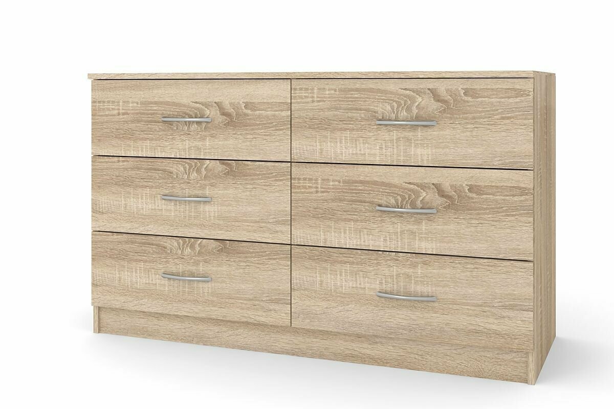 Комод К-08 125х48х75 дуб сонома, 6 ящиков