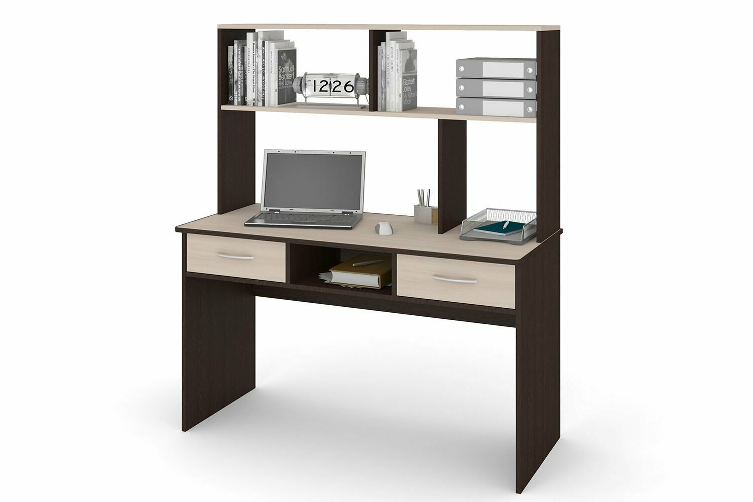 Стол компьютерный, письменный Школьник-4 ЛДСП венге цаво/дуб млечный, с надстройкой