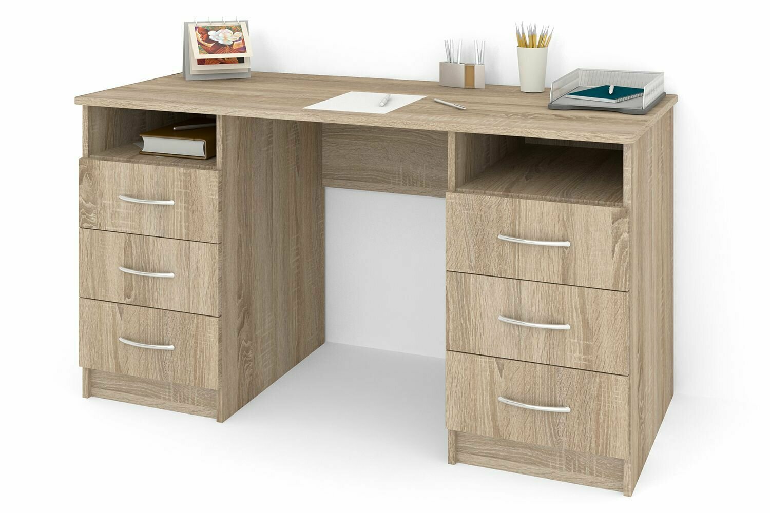 Стол компьютерный, письменный СП-6 ЛДСП дуб сонома, двухтумбовый