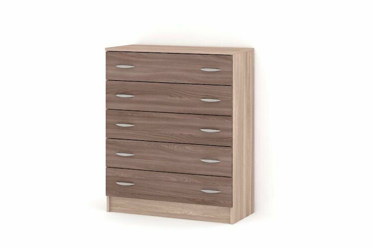 Комод для прихожей Неаполь 80х36х93 ясень шимо светлый, ясень шимо темный, 5 ящиков