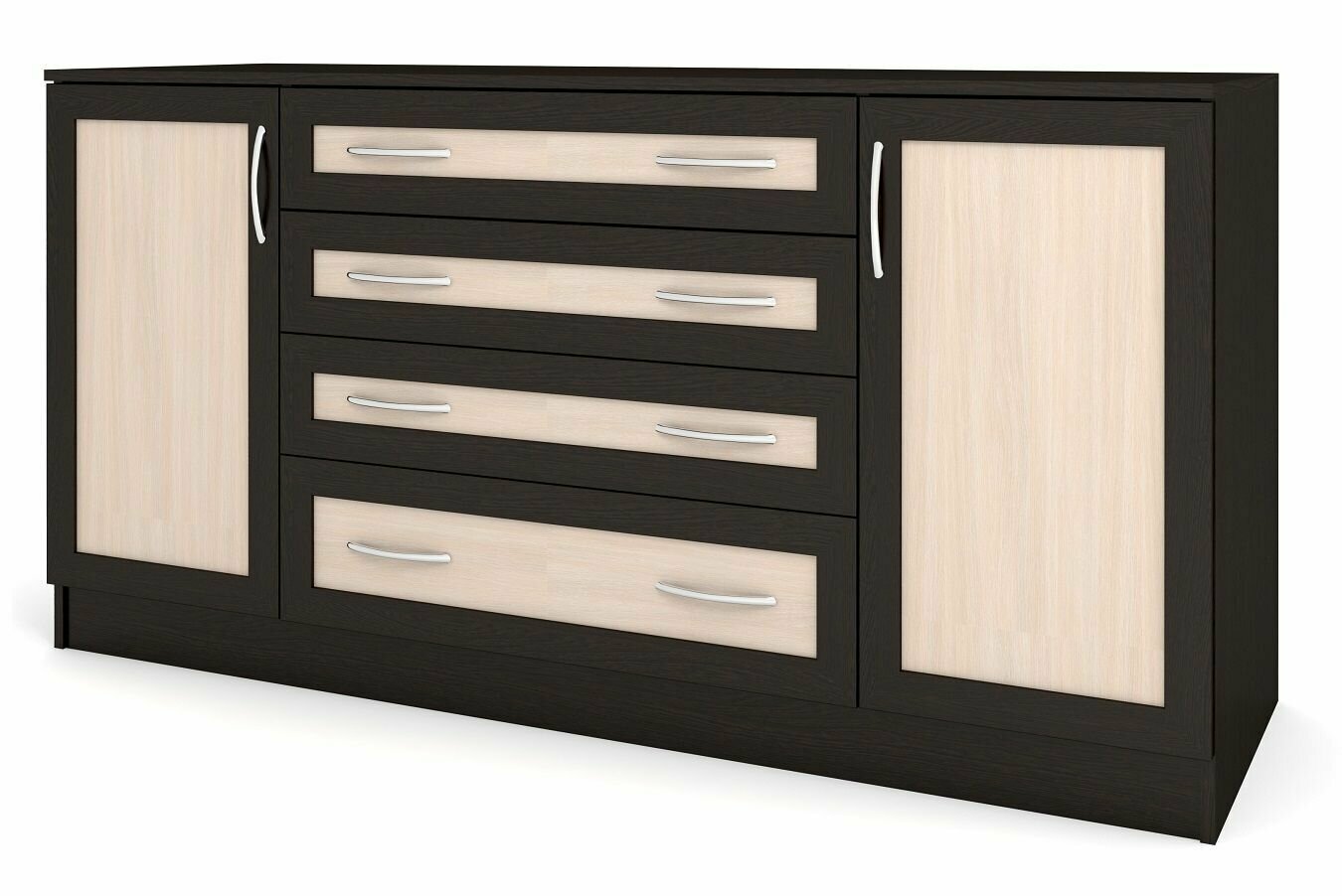 Комод Иван 2:4 156х50х90 венге цаво, дуб млечный, рамка квадро