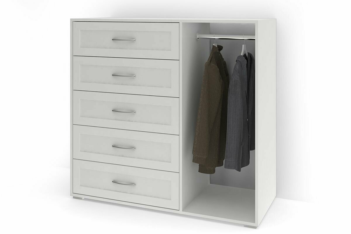 Комод МногоМеб № 12 М белый гладкий, штанга, рамка квадро, ЛДСП